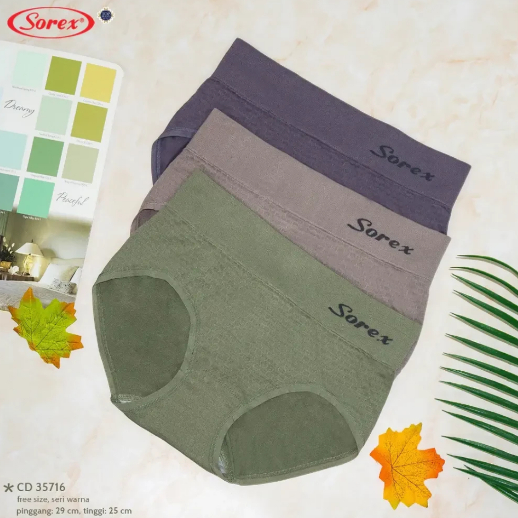 Jual SOREX (3 pcs, 6 pcs) CD Semi Korset Celana Dalam Wanita Dewasa Sorex 35716 Rajut Midi Corak ...