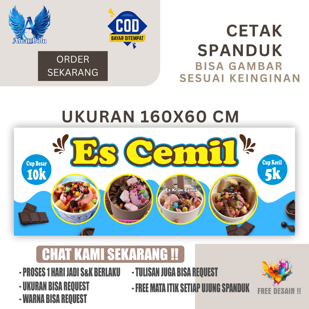 Jual Cetak Spanduk Banner Es Cemil Costom Desain | Shopee Indonesia