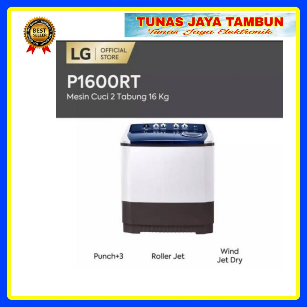 Jual MESIN CUCI LG P 1600 RT/RTB / MESIN CUCI LG 2 TABUNG 16 KG / LG ...