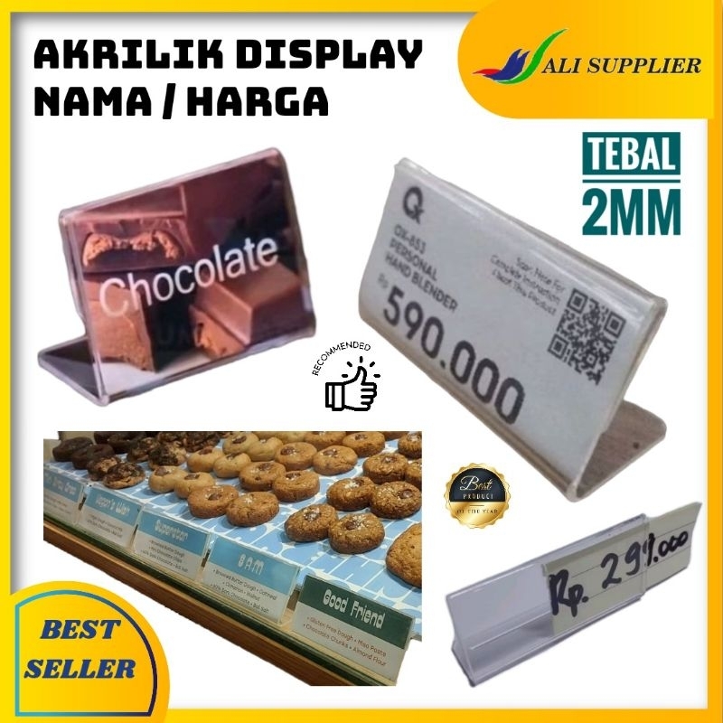 Jual Acrylic Label Nama / Akrilik Label / Acrylic Harga / Price Tag ...