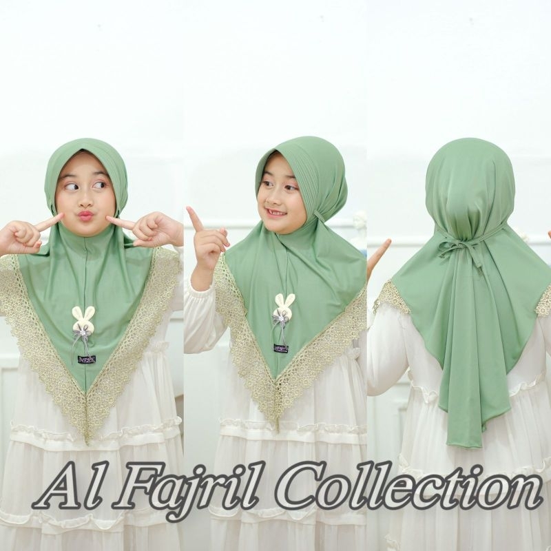 Jual Jilbab Anak Tanggung Renda Jersey 8-10 th Ori Al fajril Collection ...