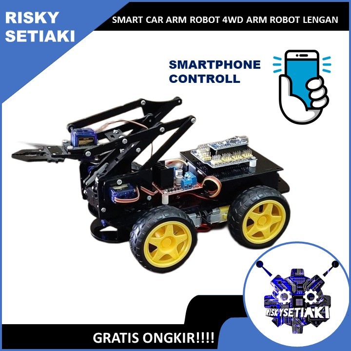 Jual SMART CAR ARM ROBOT 4WD ARM ROBOT LENGAN SIAP JALAN | Shopee Indonesia