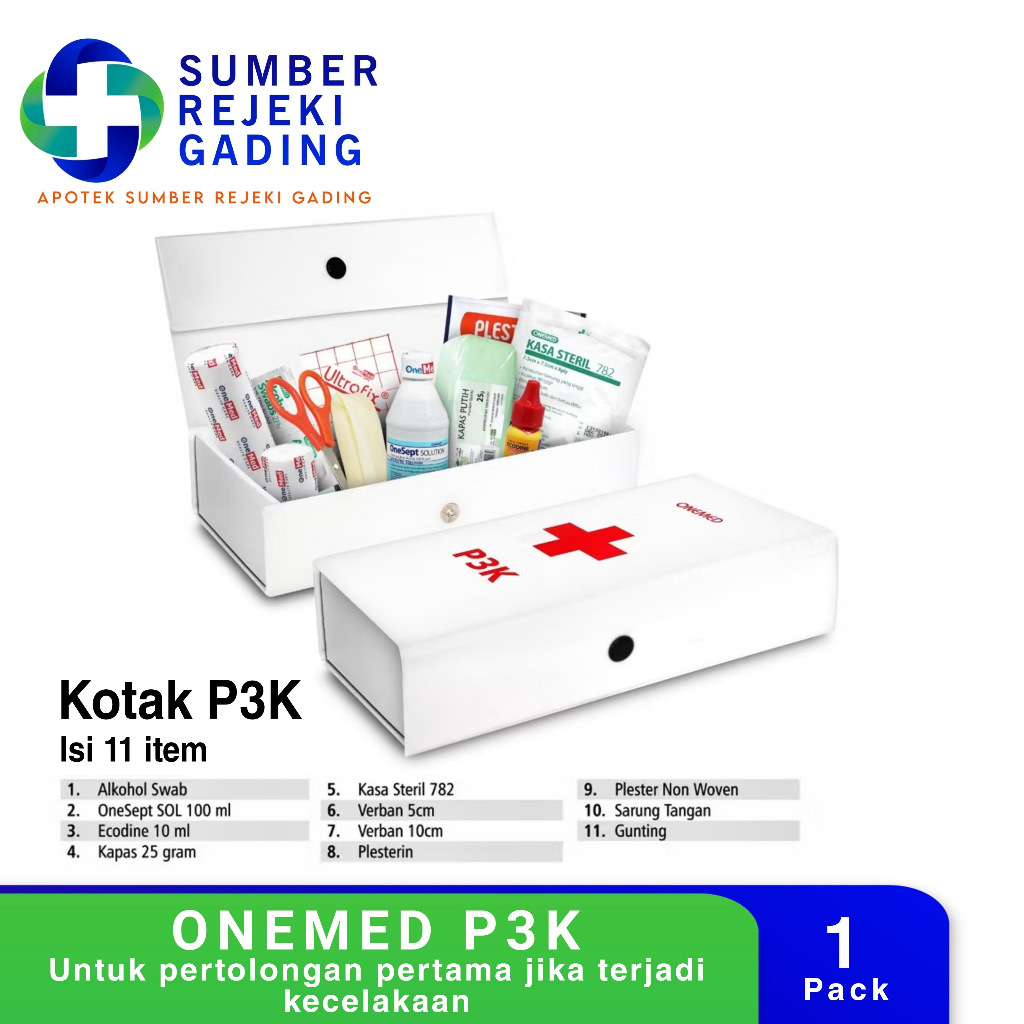 Jual Onemed Kotak P3K + Isi 1 Pack / Onemed Komplit Isi 11 First Aid ...
