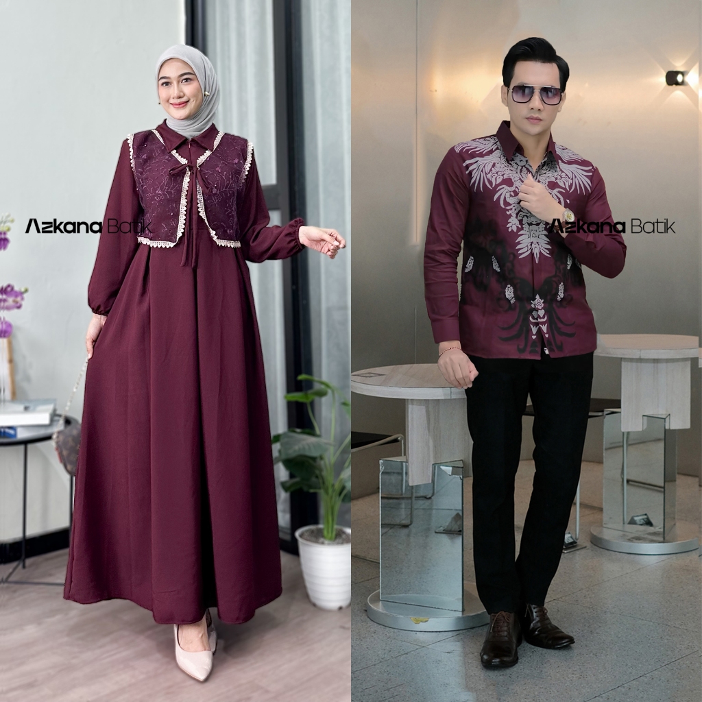 Jual Baju Lebaran Couple Gamis Polos Batik Pria Lengan Panjang Lapis ...