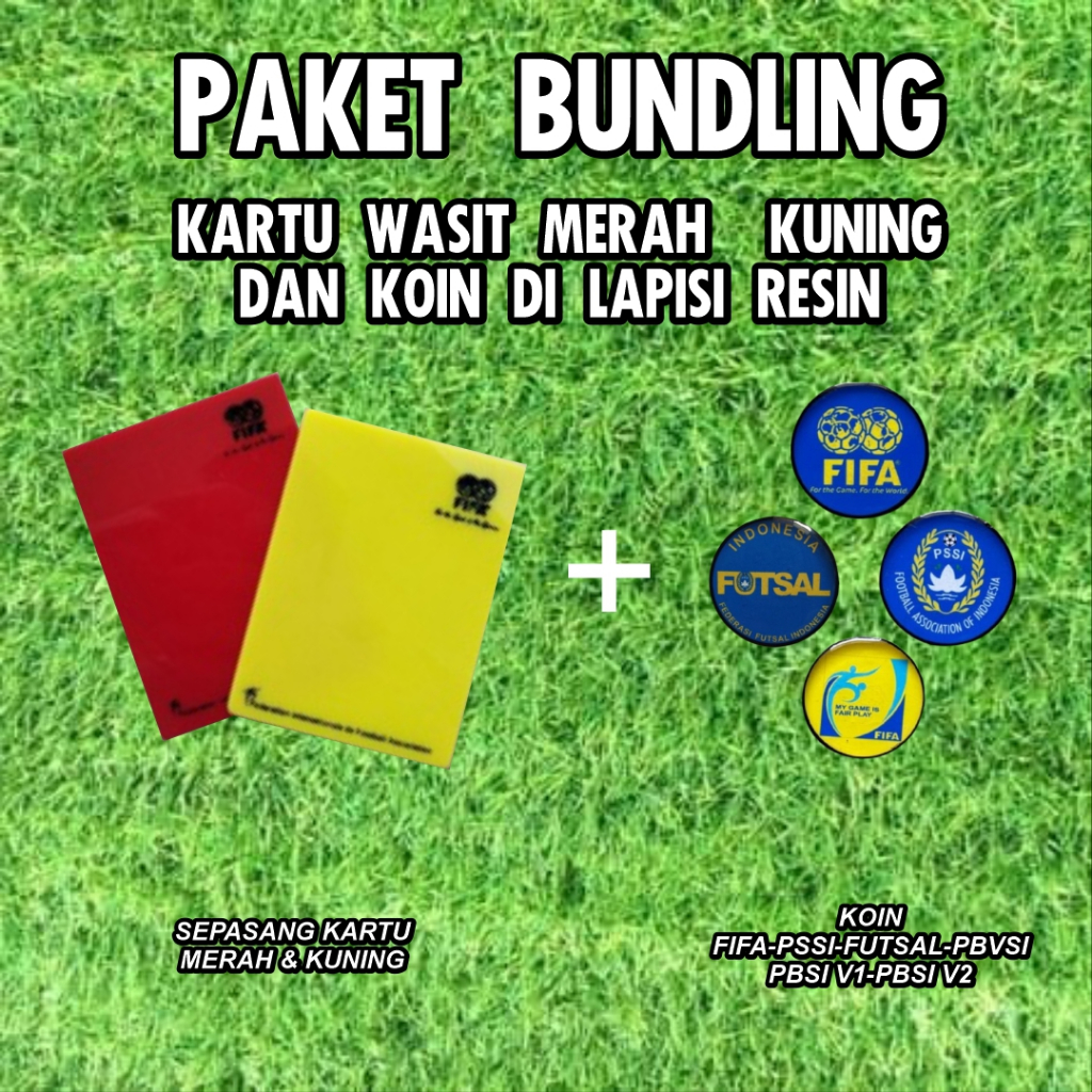 Jual Paket Bundling Kartu Wasit Merah Kuning dan Koin di lapisi resin ...