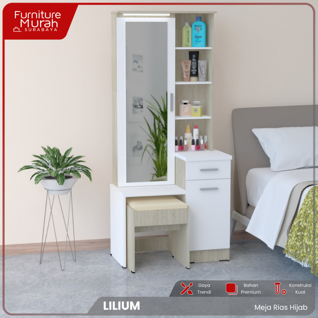 Jual Furniture Murah Surabaya - Meja Rias Hijab Minimalis LED dengan ...