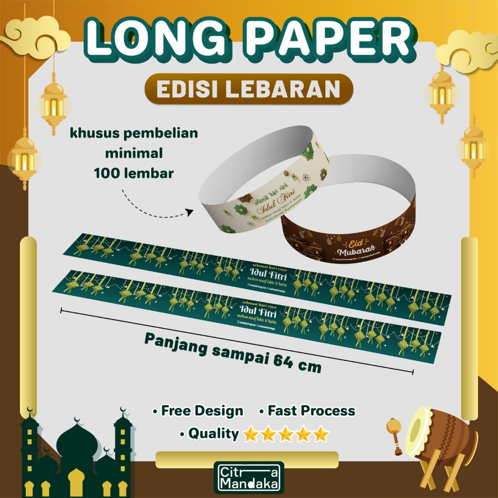 Jual Paper Belt Idul Fitri Lebaran Custom Panjang 64 cm Grosir ...