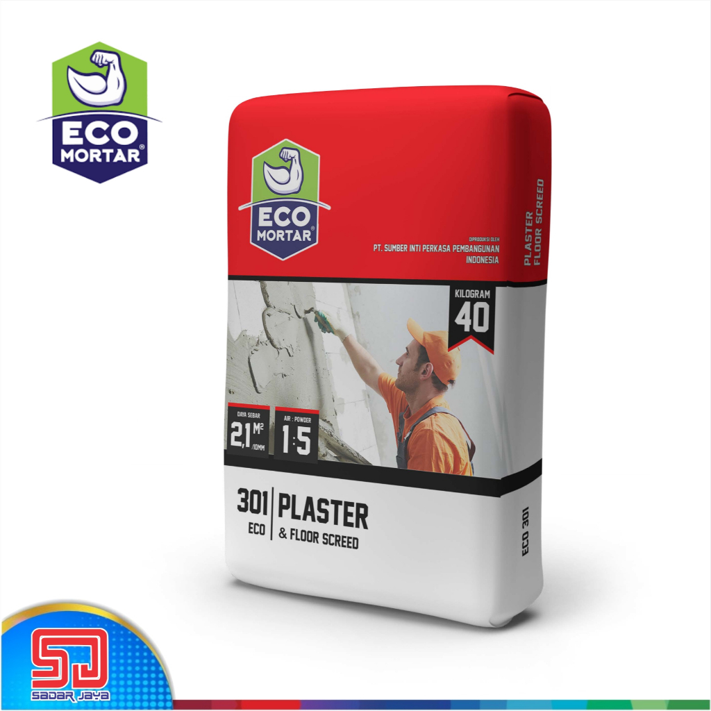 Jual Semen Instan Eco Mortar 301 Plester 40kg Plaster Perata Lantai ECO301 | Shopee Indonesia