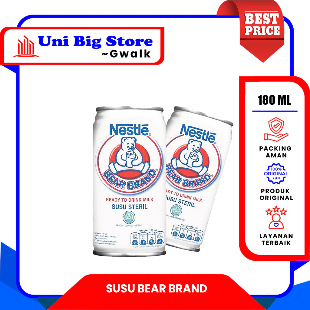 Jual NESTLE SUSU BEAR BRAND STERILIZED MILK - 189 ml | Shopee Indonesia