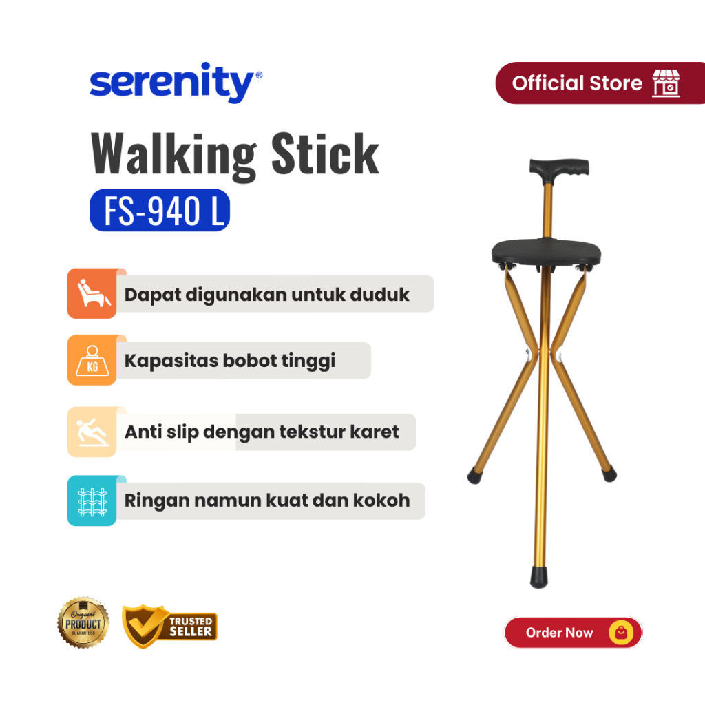 Jual Serenity Tongkat Jalan Kursi Lipat FS-940L | Alat Bantu Jalan ...