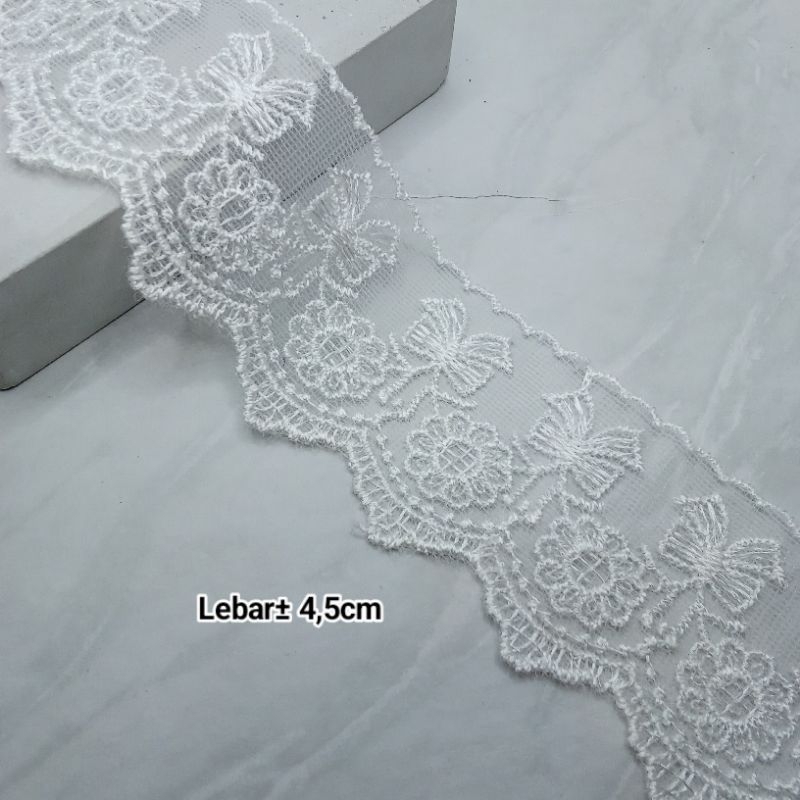 Jual 1 METER (100CM) RENDA TILE BORDIR IMPORT,RENDA MUKENA,RENDA BAJU ...