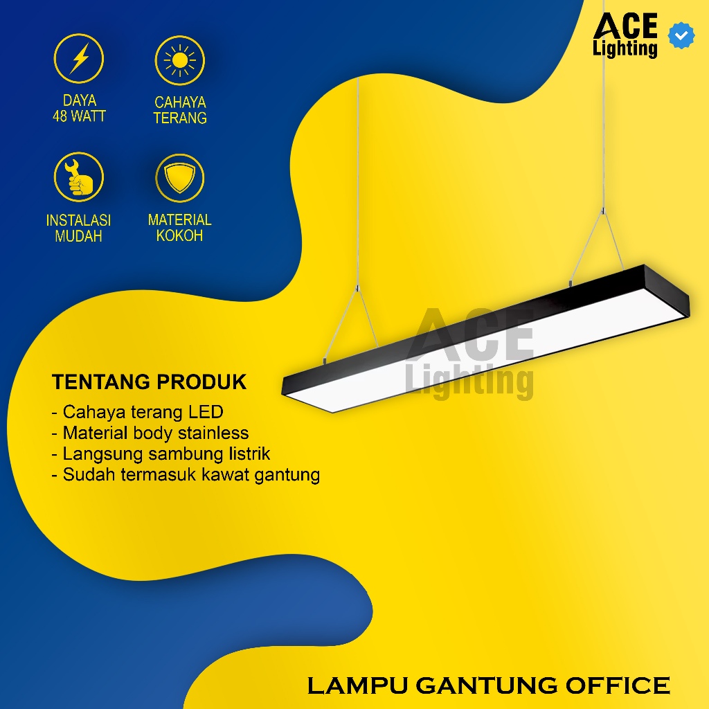 Jual Lampu gantung kantor led panjang 48W office line light led 48 Watt ...