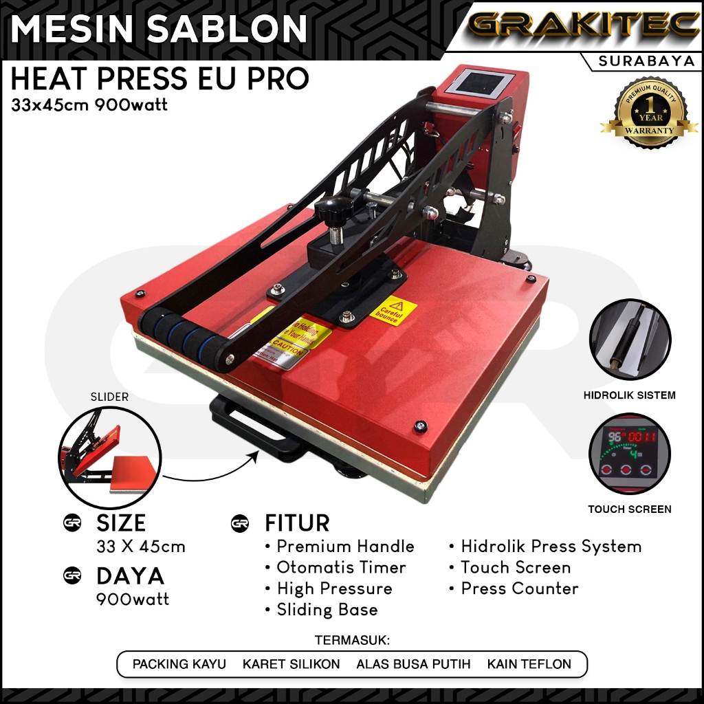 Jual Mesin Press Sablon Kaos Sliding 33x45 A3+ EU PRO Super High ...