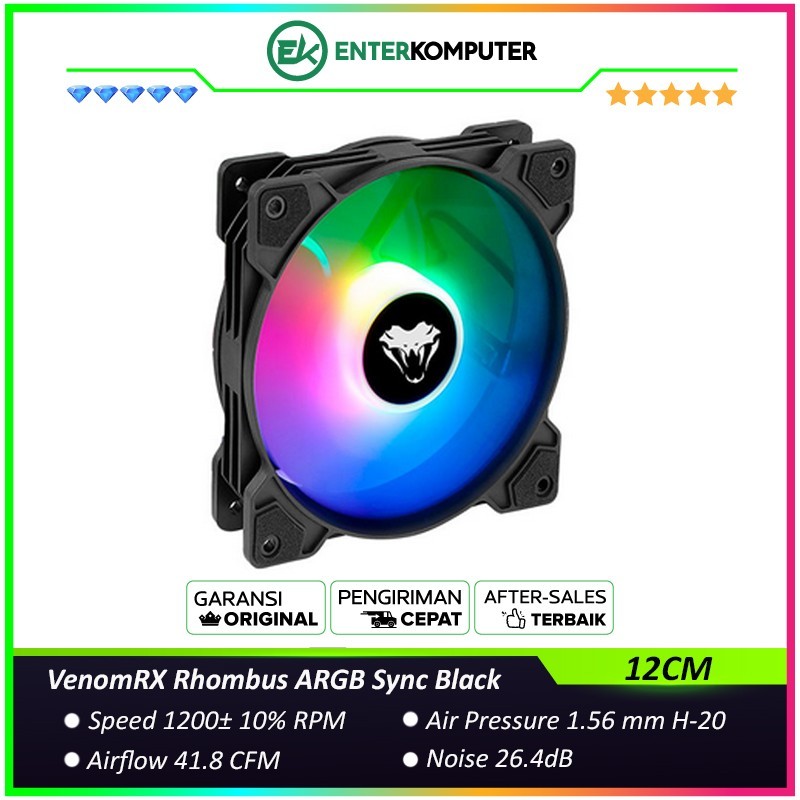 Jual VenomRX Rhombus ARGB Sync Black 12CM Fan | Shopee Indonesia