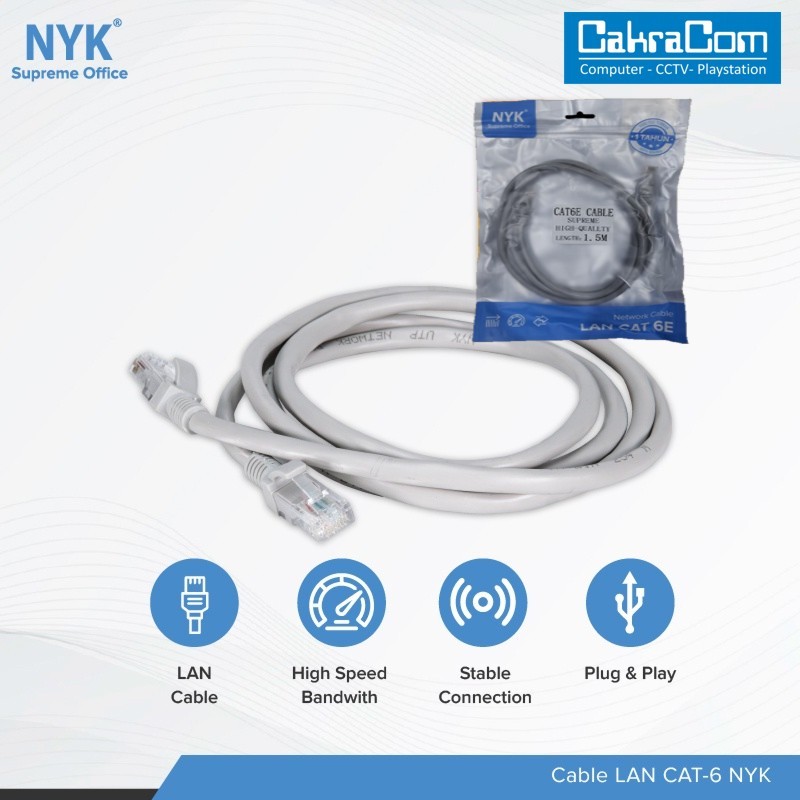 Jual NYK Kabel Lan UTP CAT 6 RJ45 Cat6E Ethernet 1,5 Meter / 3 Meter / 5 Meter / 10 Meter ...