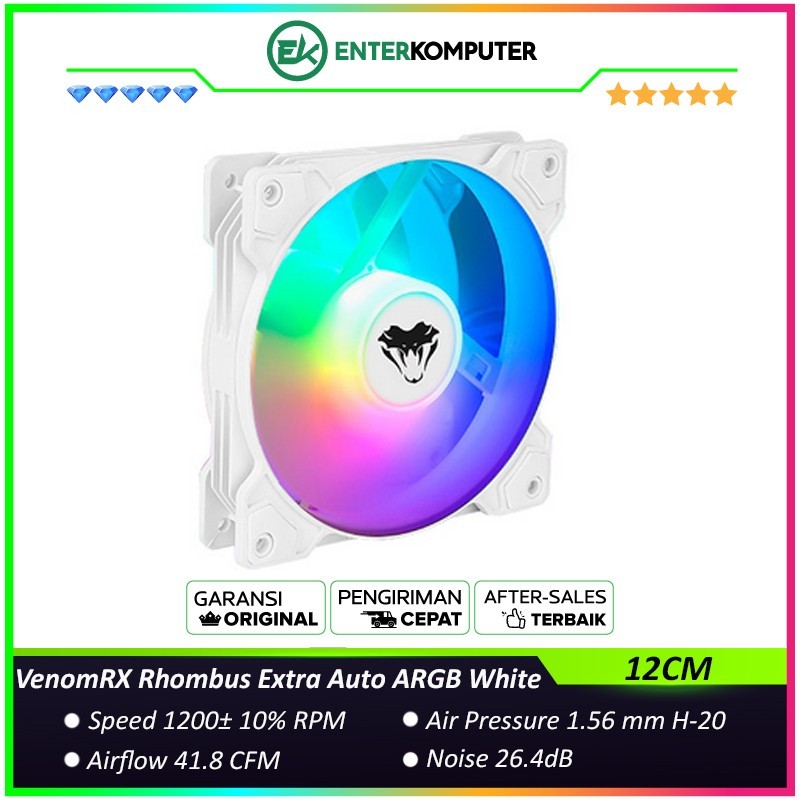 Jual VenomRX Rhombus Extra Auto ARGB White 12CM Fan | Shopee Indonesia