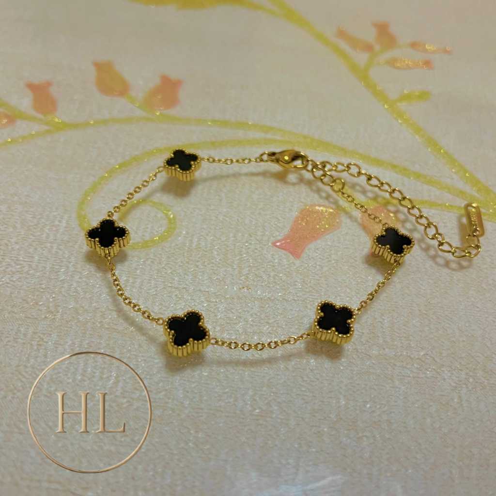 Jual HnL JEWELRY Gelang Titanium 5 Clover Gelang Titanium Wanita ...