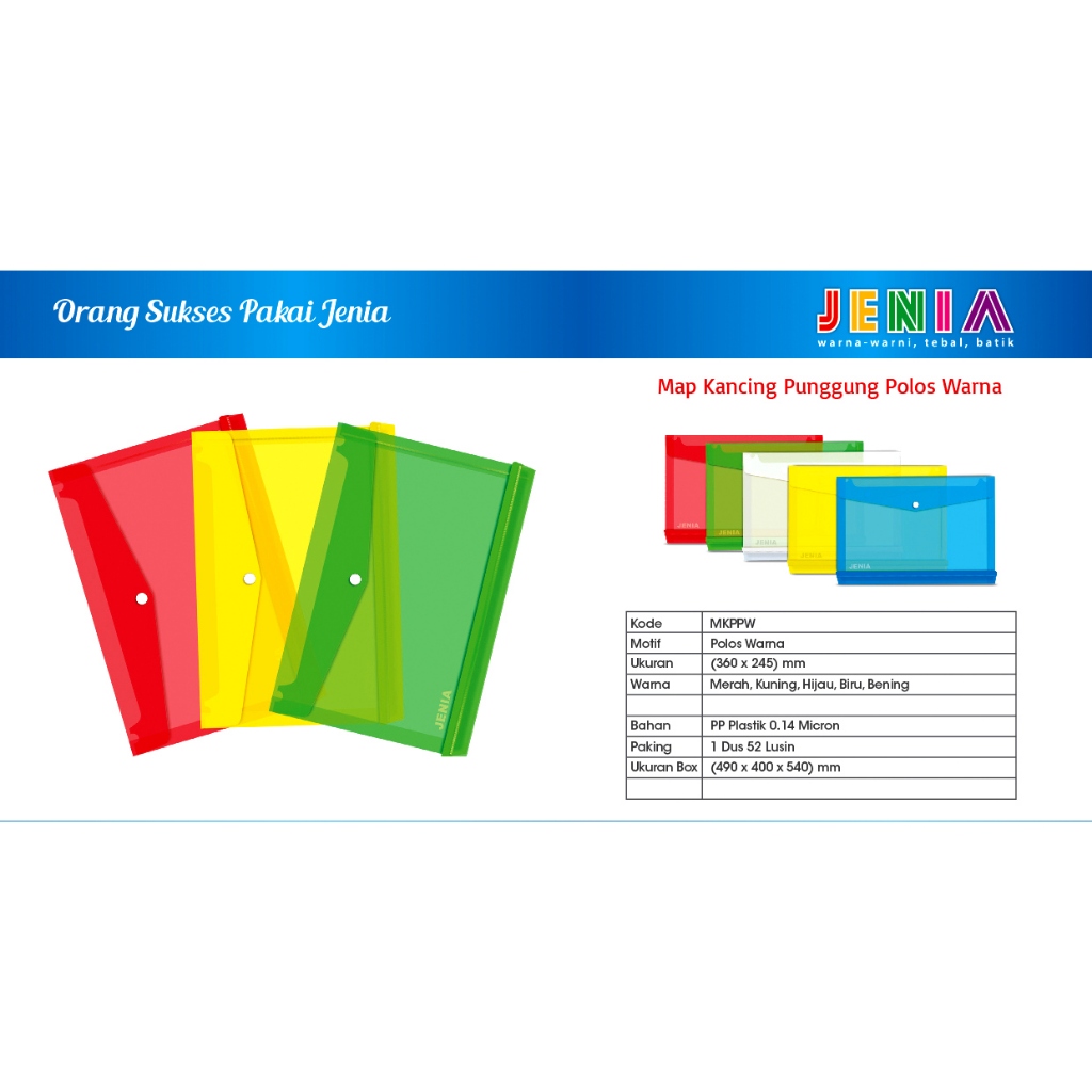 Jual (1 Pcs) Map Plastik Kancing Punggung Transparan / Map Folder ...