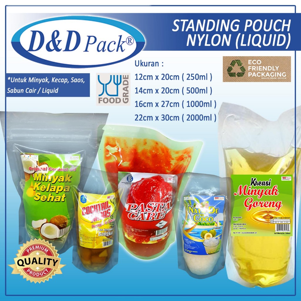 Jual Standing Pouch Nylon untuk produk Cair/Liquid ukuran 22x30cm (2 ...