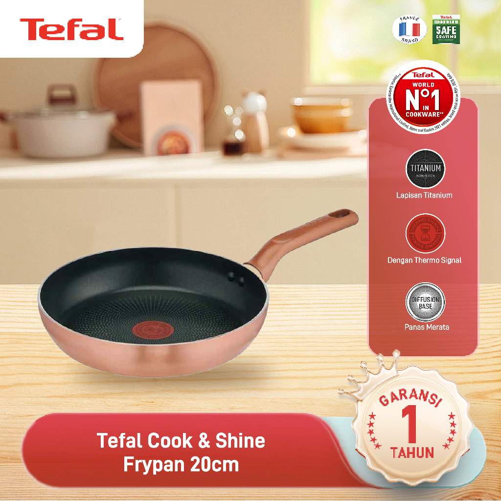 Jual Tefal Cook & Shine Frypan 20cm / Wajan Anti Lengket / Penggorengan / Bisa Untuk Kompor ...