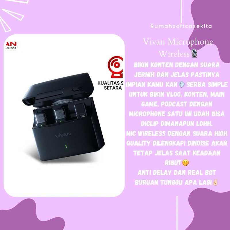 Jual VIVAN WIRELESS DUAL MICROPHONE VWA-V9 HQ SOUND RECORDING AL NOISE ...
