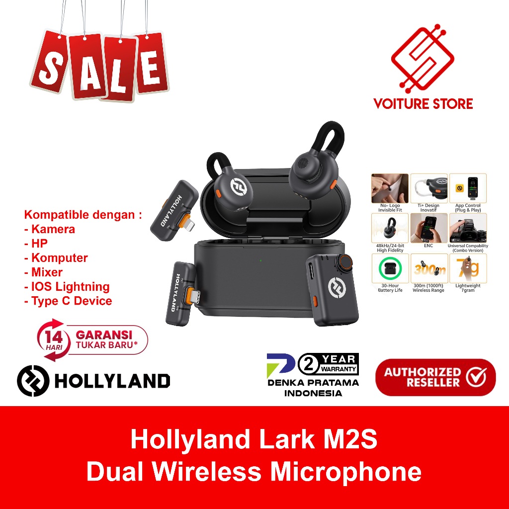 Jual Hollyland Lark M2S All In One Wireless Lavalier Microphone Lark M-2S for Kamera HP Laptop ...