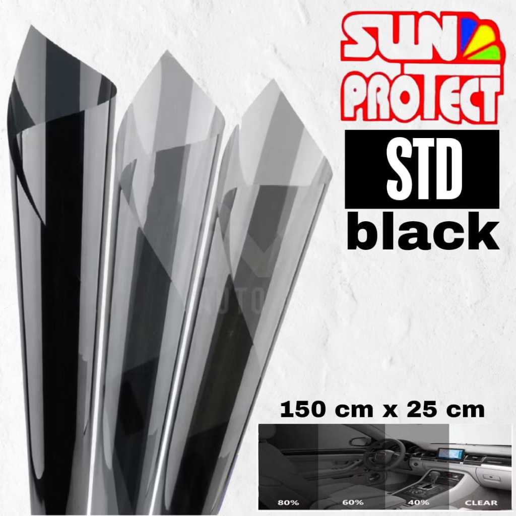 Jual KACA FILM SUN PROTECT STANDART BLACK UKURAN 150CM X 25CM UNTUK MOBIL KACA JENDELA PINTU ...