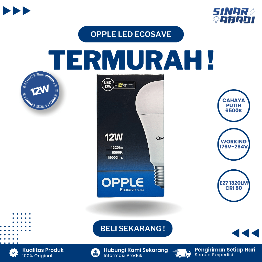 Jual Opple LED Ecosave 12W E27 6500K (Putih) | Shopee Indonesia