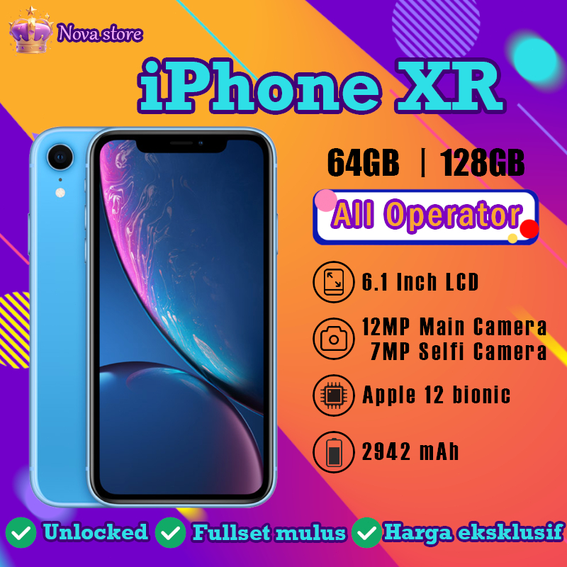 Jual iPhone XR 64GB 128GB Second hand Original fullset Smartphone A12 Bionic 4G LTE Face ID like ...