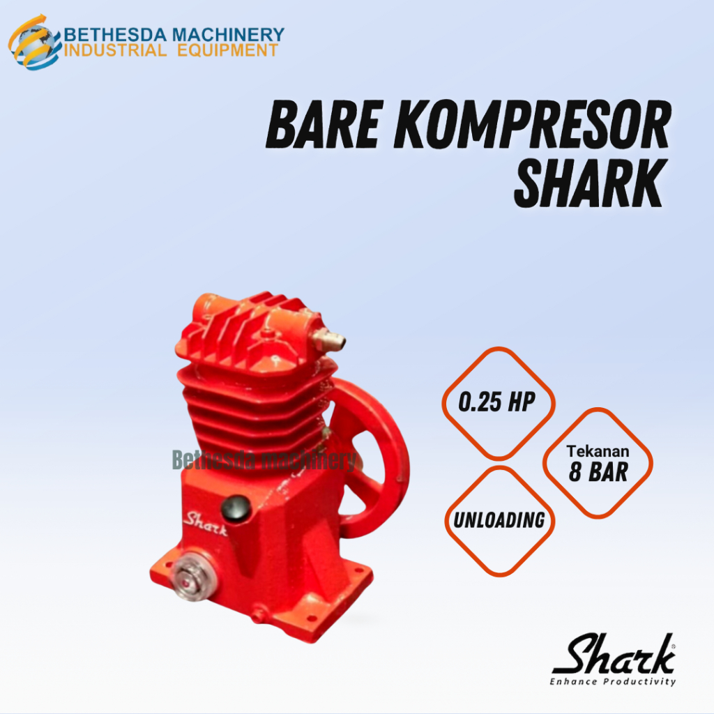 Jual Bare Kompresor 1/4 hp 1/2 hp 1 hp 2 hp 3 Hp 8 BAR - Shark Bare Compressor | Shopee Indonesia