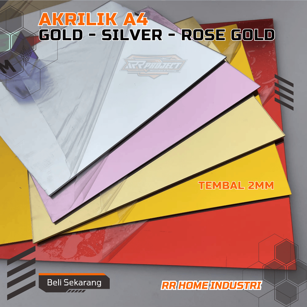 Jual Akrilik A4 Gold Silver Rose Gold Putih Hitam Bening Merah ...