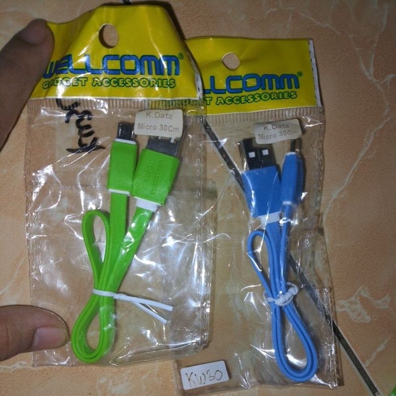 Jual (7pcs) Kabel data micro wellcomm pendek free toples kecil | Shopee ...