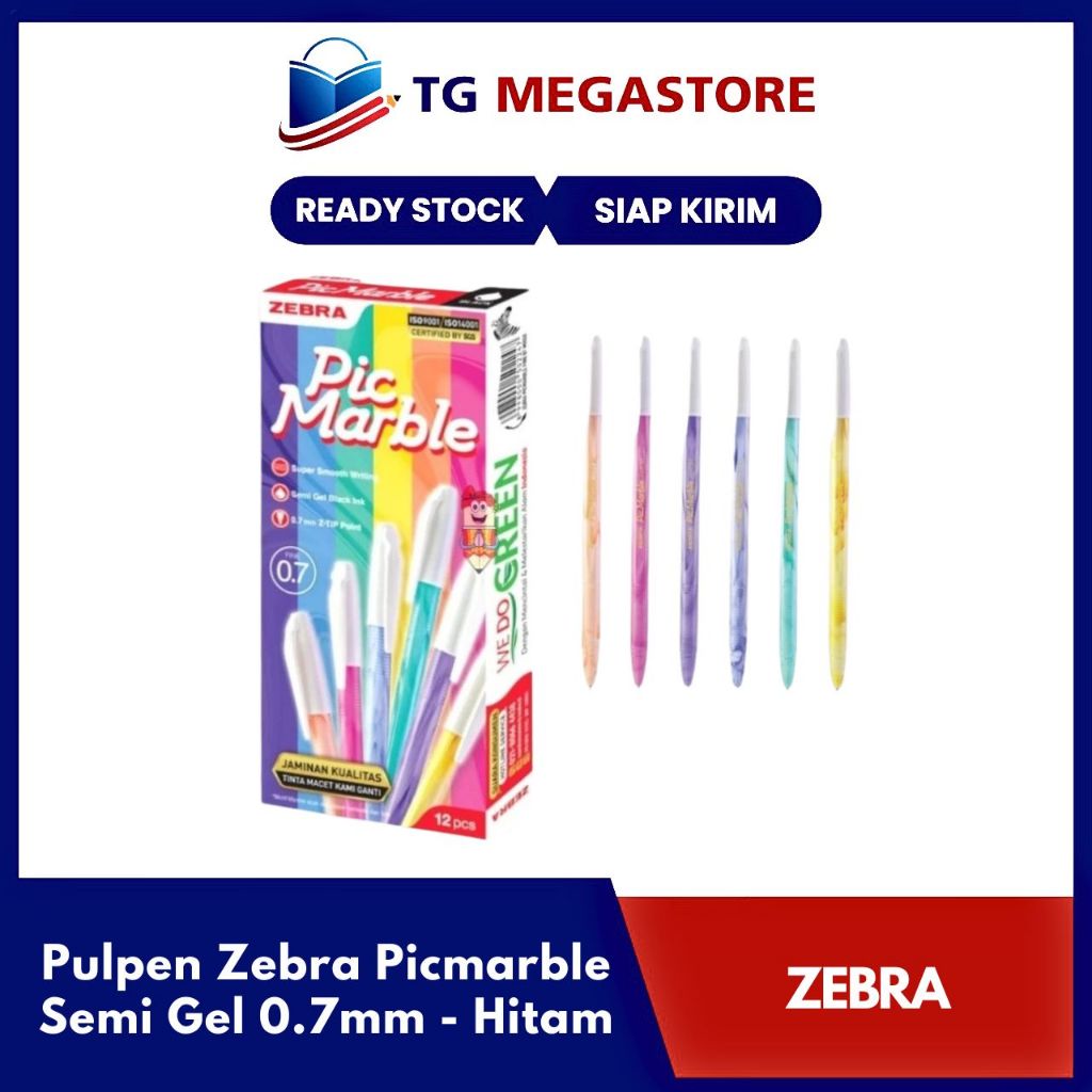 Jual Pulpen Zebra Picmarble Semi Gel 0.7mm - Hitam | Shopee Indonesia
