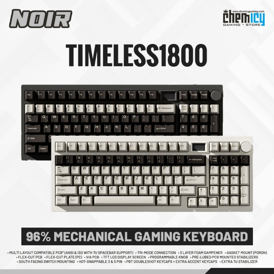 Jual Noir Timeless1800 / Timeless 1800 96% Tri-mode Wireless Mechanical ...