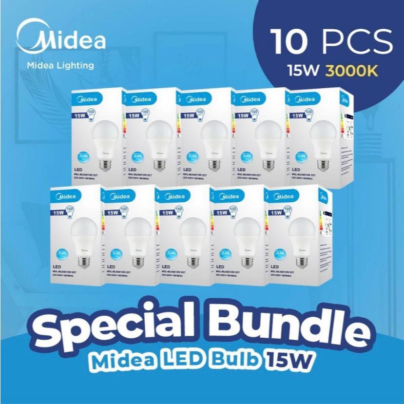 Jual [Bundle] Midea Lampu LED Bulb 15 Watt 3000K - Kuning - Warm White ...