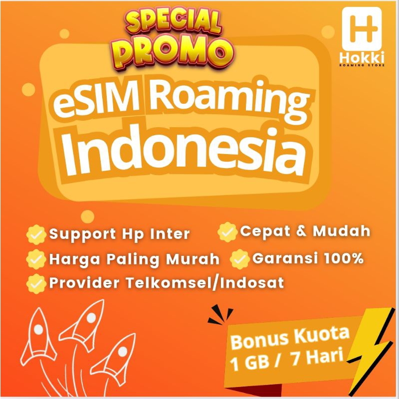 Jual eSIM roaming Telkomsel/Indosat 1 GB/ 7 Hari (SUPPORT INTER ...