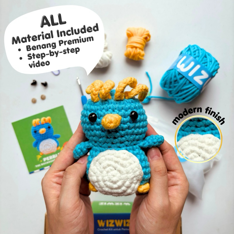 Jual DIY Crochet Kit Amigurumi - Pebble The Rockhopper Penguin - Rajut ...