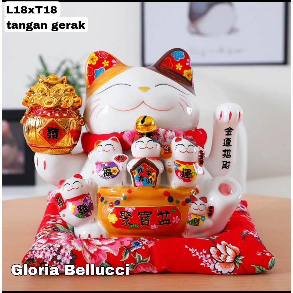 Jual pajangan maneki neko lucky cat jepang IMPORT PREMIUM kucing hoki ...