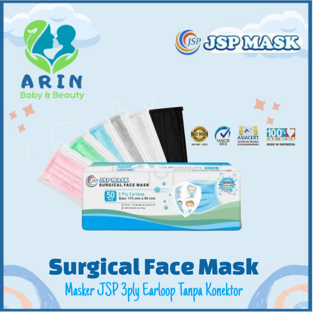 Jual Masker Medis JSP 3ply isi 50 non konektor | Shopee Indonesia