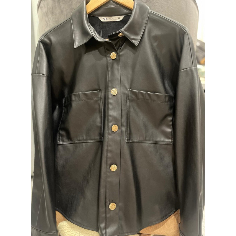 Jual Zara Black Leather Jacket + ADM | Shopee Indonesia