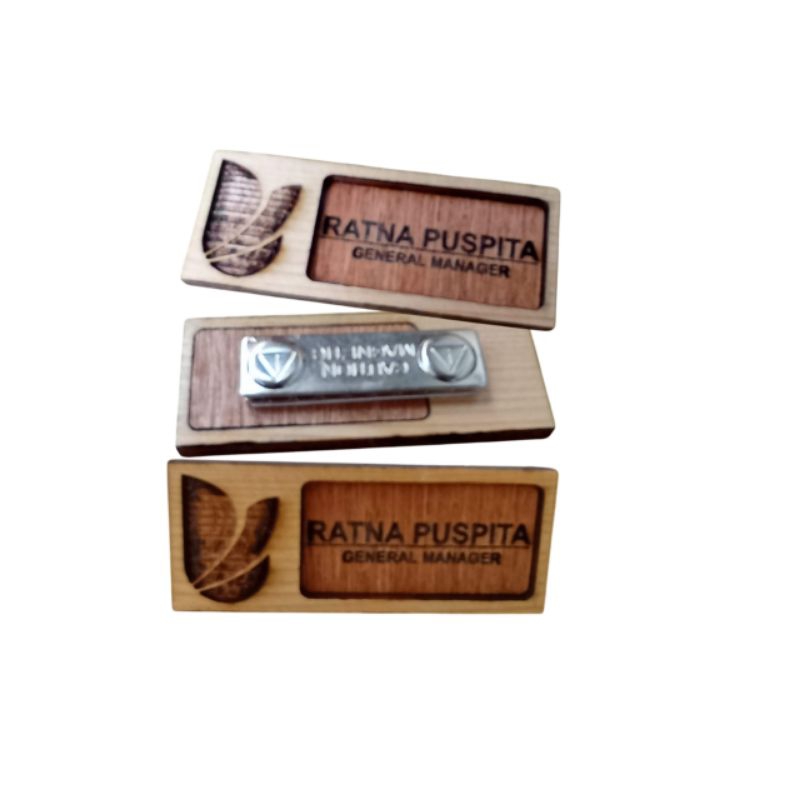 Jual Name Tag Kayu Super Premium dengan Pin Magnet | Shopee Indonesia
