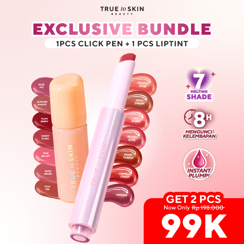 Jual [ BUNDLE ] CLICKPEN + LIPTINT ( True to Skin Juicy Glass Melting Balm + True to Skin Juicy ...