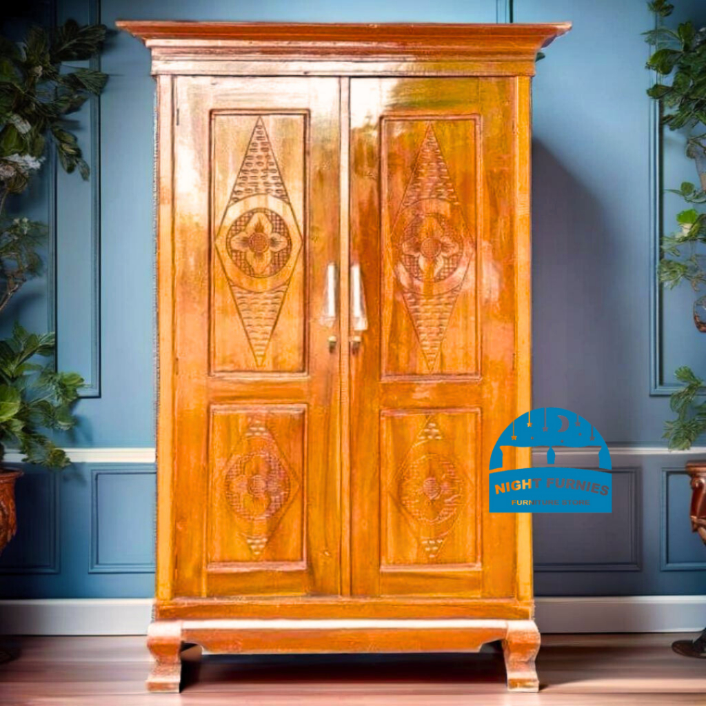 Jual Lemari pakaian 2 pintu kayu jati / lemari baju gamis / lemari ...