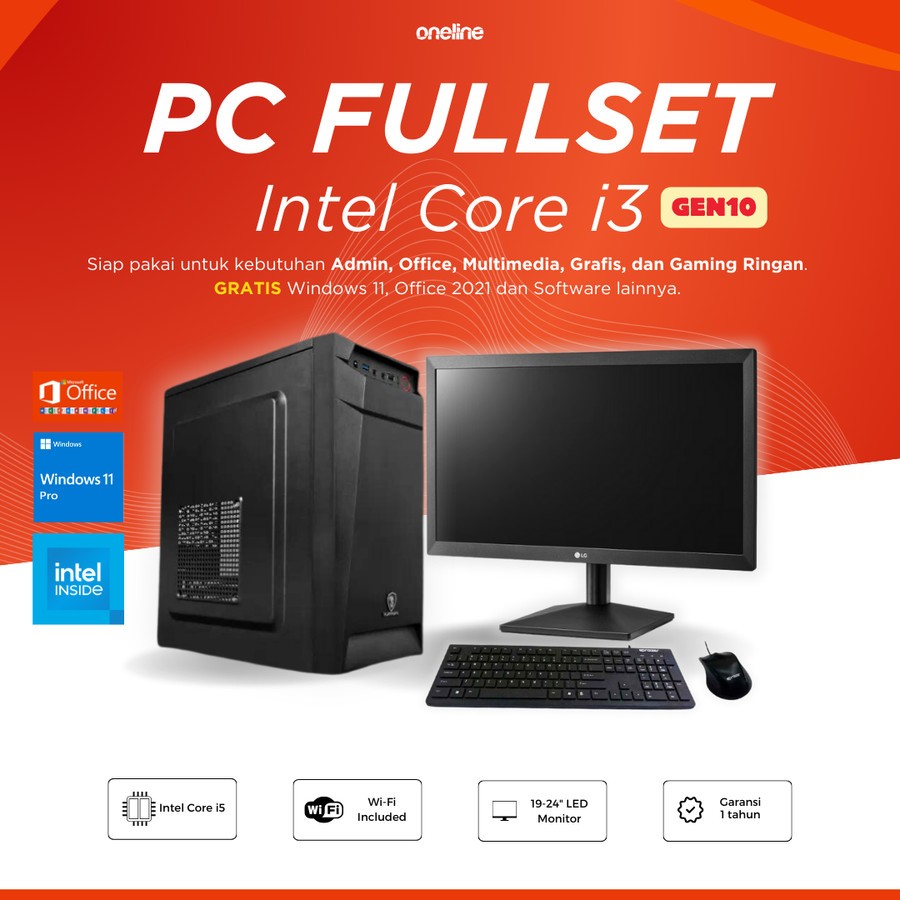 Jual PC Rakitan Fullset | Intel Core i3 10100 | SSD | Monitor | Office ...