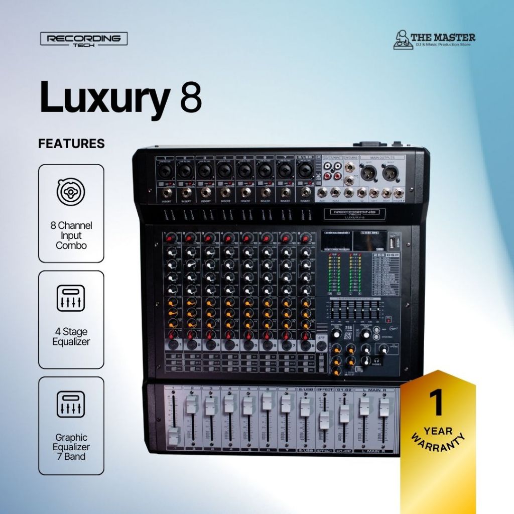 Jual Recording Tech LUXURY 8 LUXURY8 8 Channel USB Audio Mixer | Shopee ...