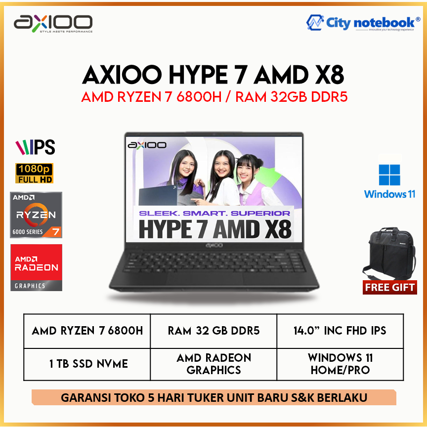 Jual Axioo Hype 7 X8 Ryzen 7-6800H 32GB 1TB SSD W11 14" FHD IPS ...