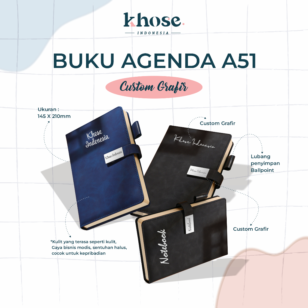 Jual Buku Agenda A51 Kancing/ Kunci Besi Magnet Custom Grafir 100 ...