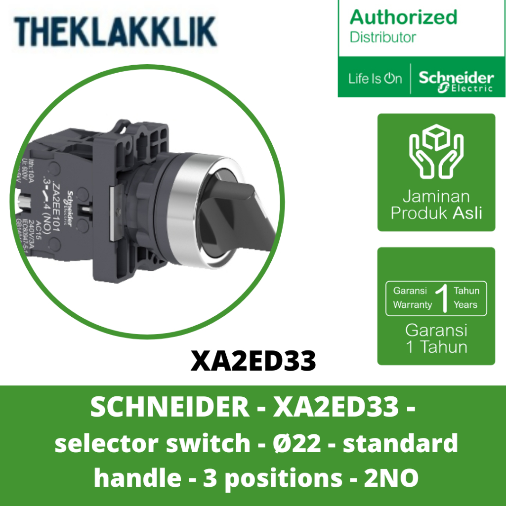 Jual SCHNEIDER - XA2ED33 - selector switch - Ø22 - standard handle - 3 ...