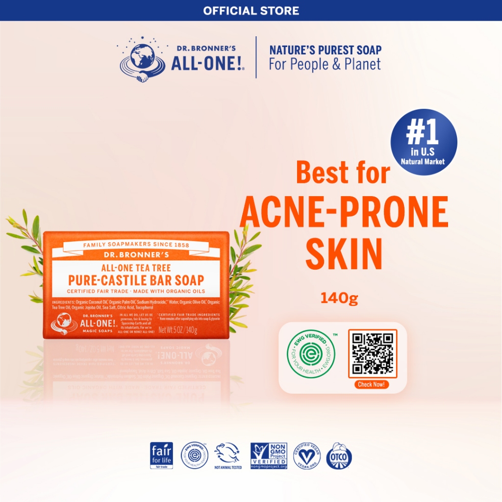 Jual Dr. Bronner's Sabun Batang Organik Tea Tree Pure Castile 140 g ...