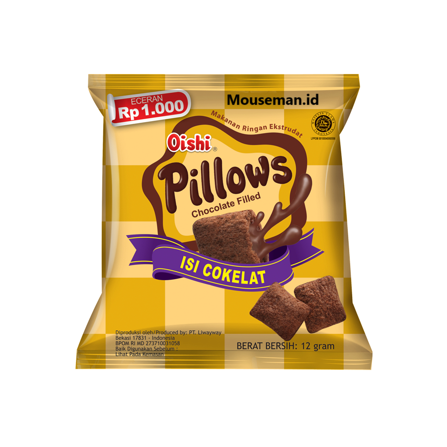 Jual Mouseman - 1 PCS SNACK OISHI PILLOWS RASA COKELAT 12 GRAM PILLOW ...